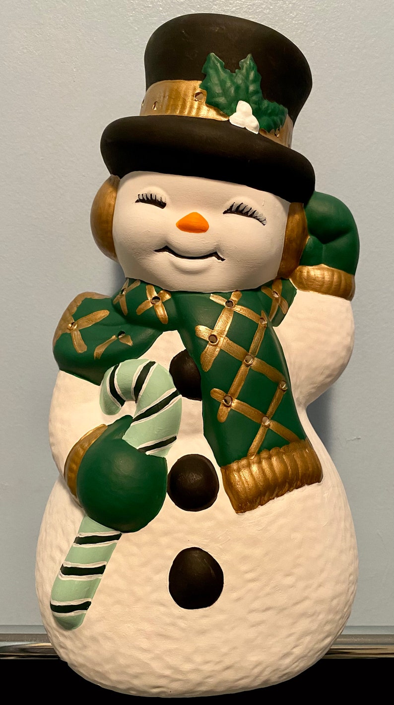 Vintage Hand-painted Ceramic Snowman - Etsy