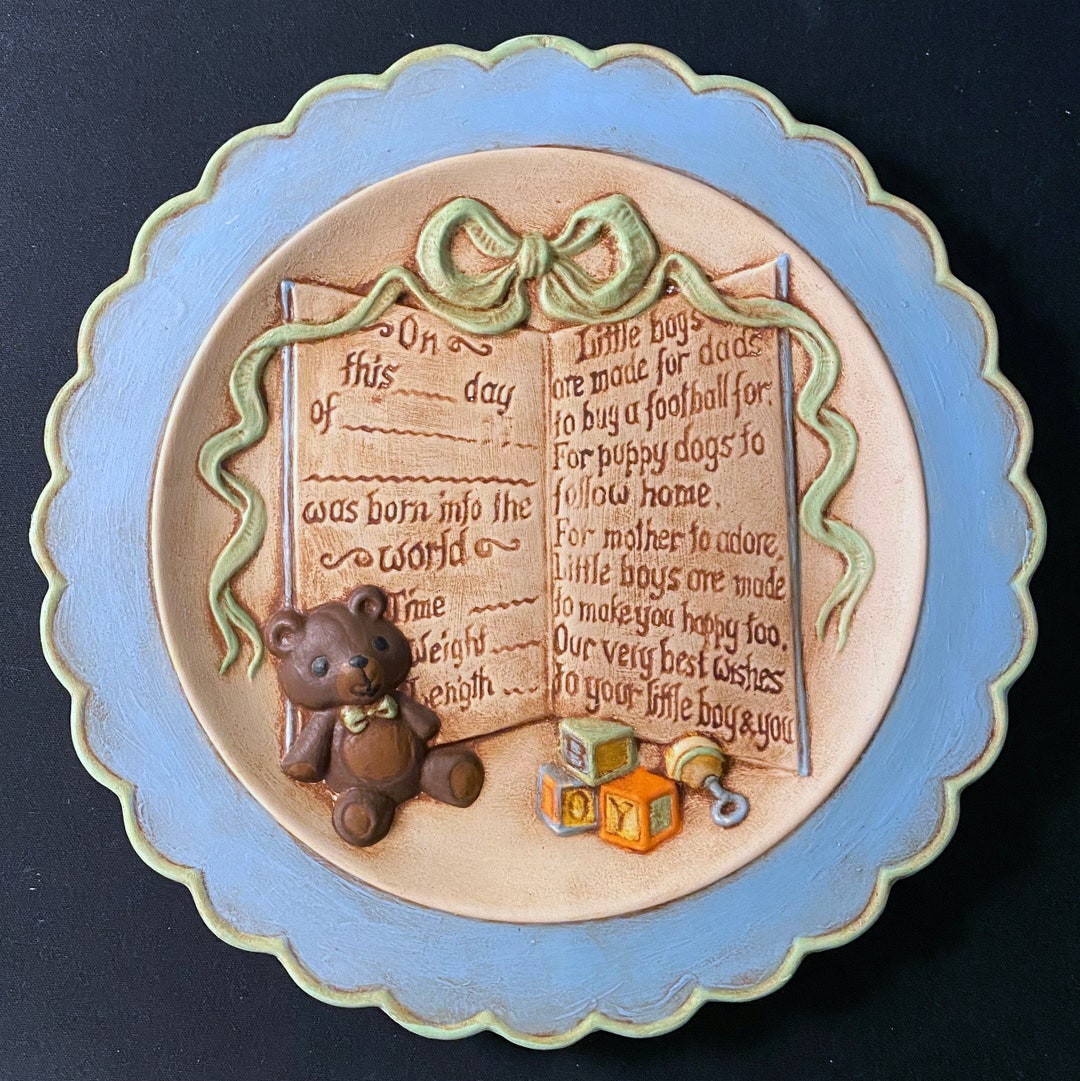 Hand Painted, Personalized Ceramic Baby Boy Plate - Etsy