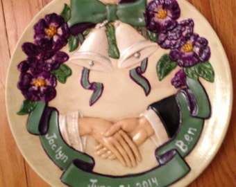 Personalized Wedding Plate Hand Painted Ceramic Wedding - Etsy