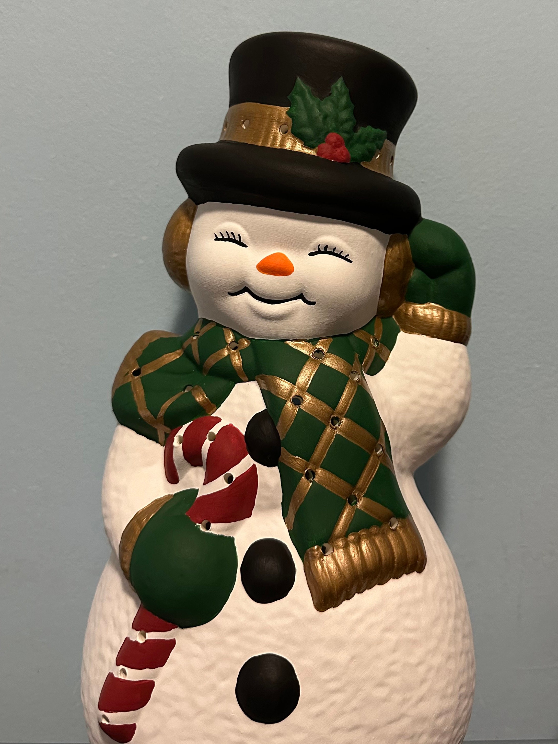 Vintage Hand-painted Ceramic Snowman - Etsy
