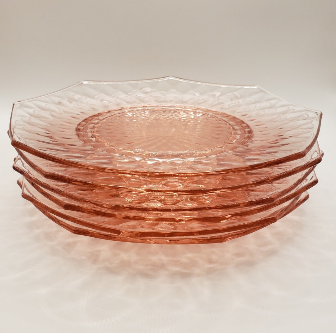 Pink Depression Glass Plates 6 - Etsy