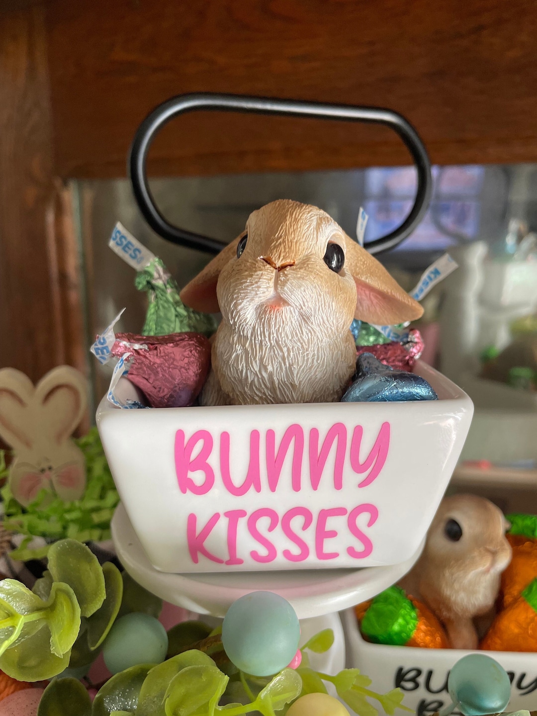 Easter, Kisses, Bunnies, Tiered Tray, Decorative Shelf, Hutch, Easter ...