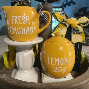 Mini Lemonade Pitcher Set, Tiered Tray Decor, Lemon Decor - Etsy