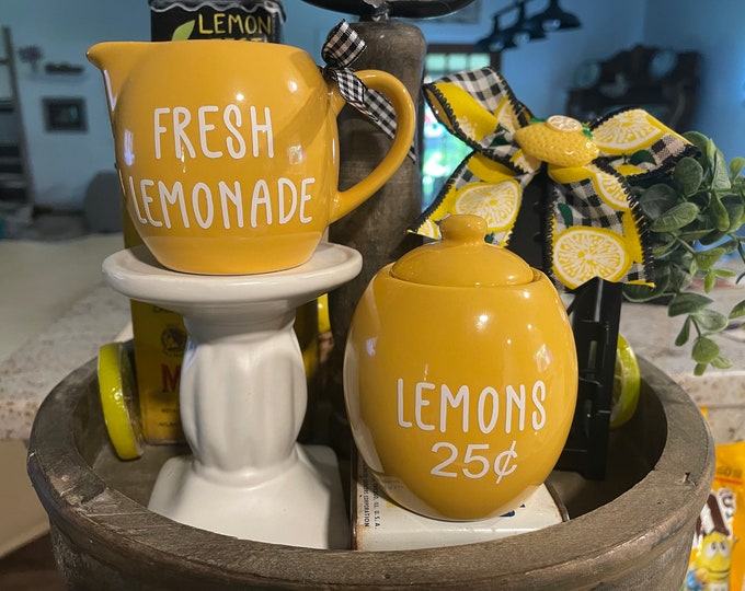 Mini Lemonade Pitcher Set, Tiered Tray Decor, Lemon Decor - Etsy
