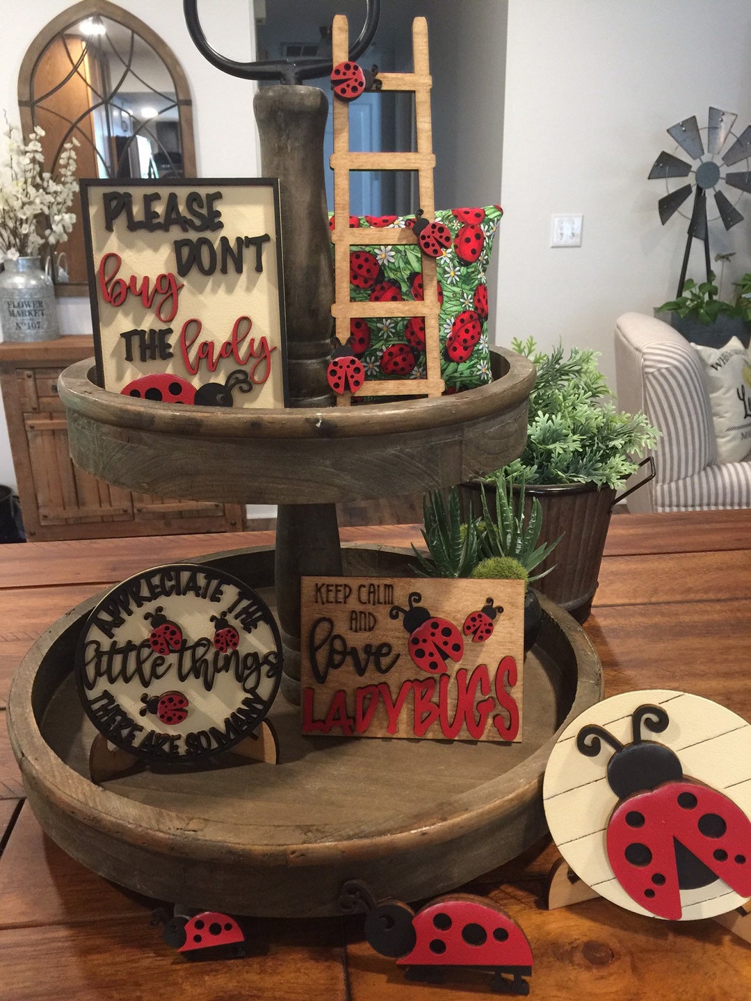 Ladybug Tiered Tray Set, Ladybug, Tiered Tray Decor, Ladybug Decor - Etsy