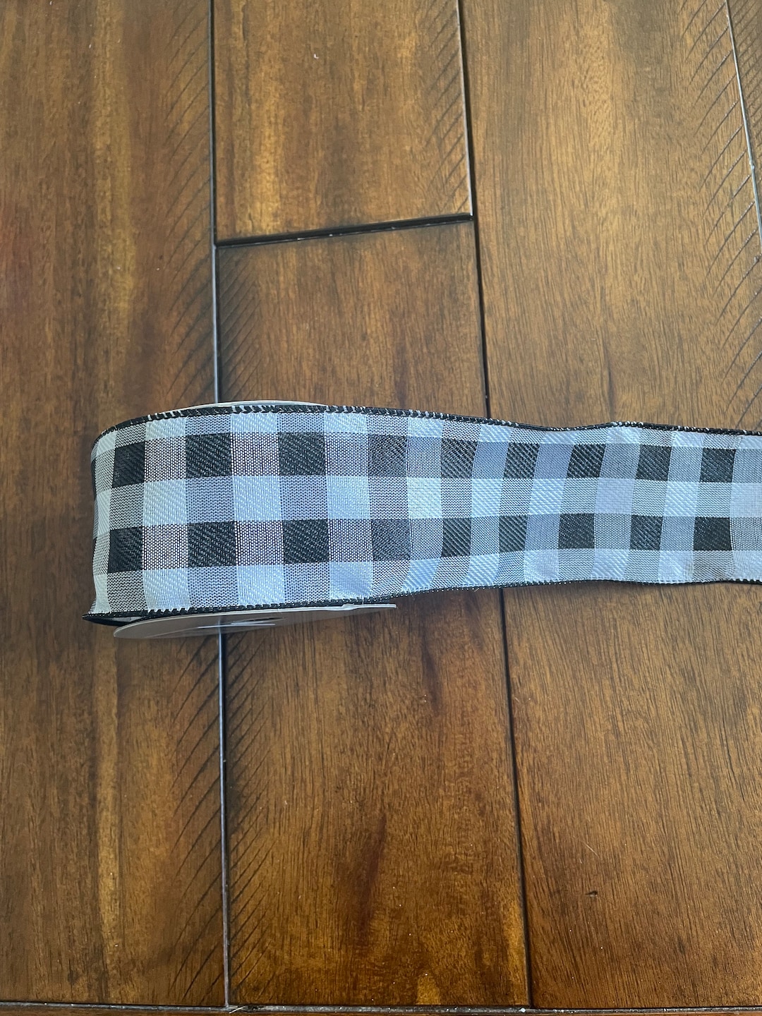 Buffalo Check Ribbon, Wired Ribbon, Black and White Ribbon , Wired ...