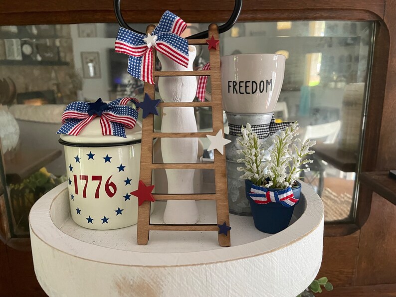 Mini Ladder, Patriotic, Fourth of July, Memorial Day, Tier Tray ...