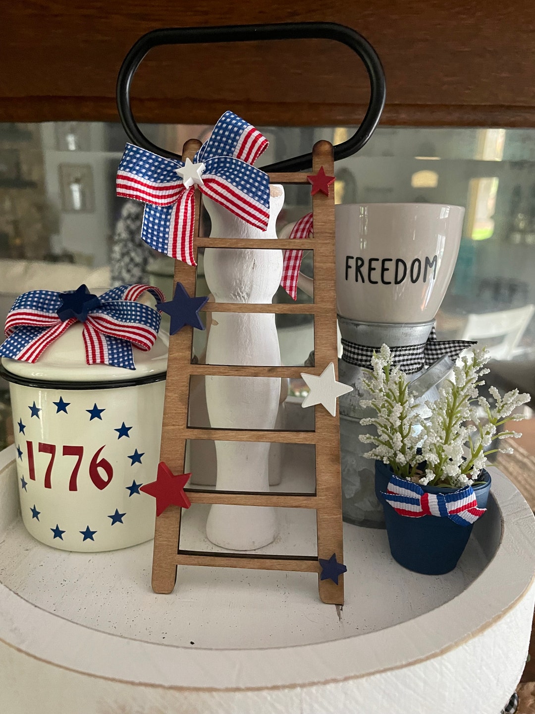 Mini Ladder, Patriotic, Fourth of July, Memorial Day, Tier Tray ...