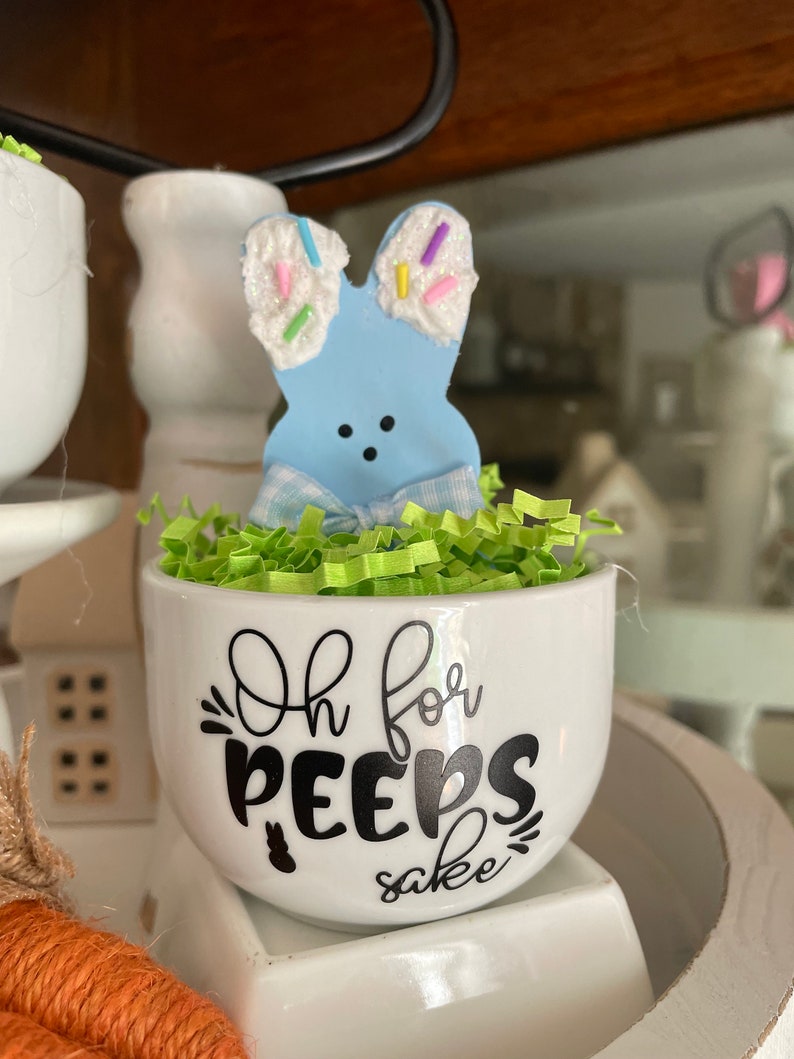 Easter Decor, Easter Tiered Tray Decor, Peeps Hand Painted Decorated ...