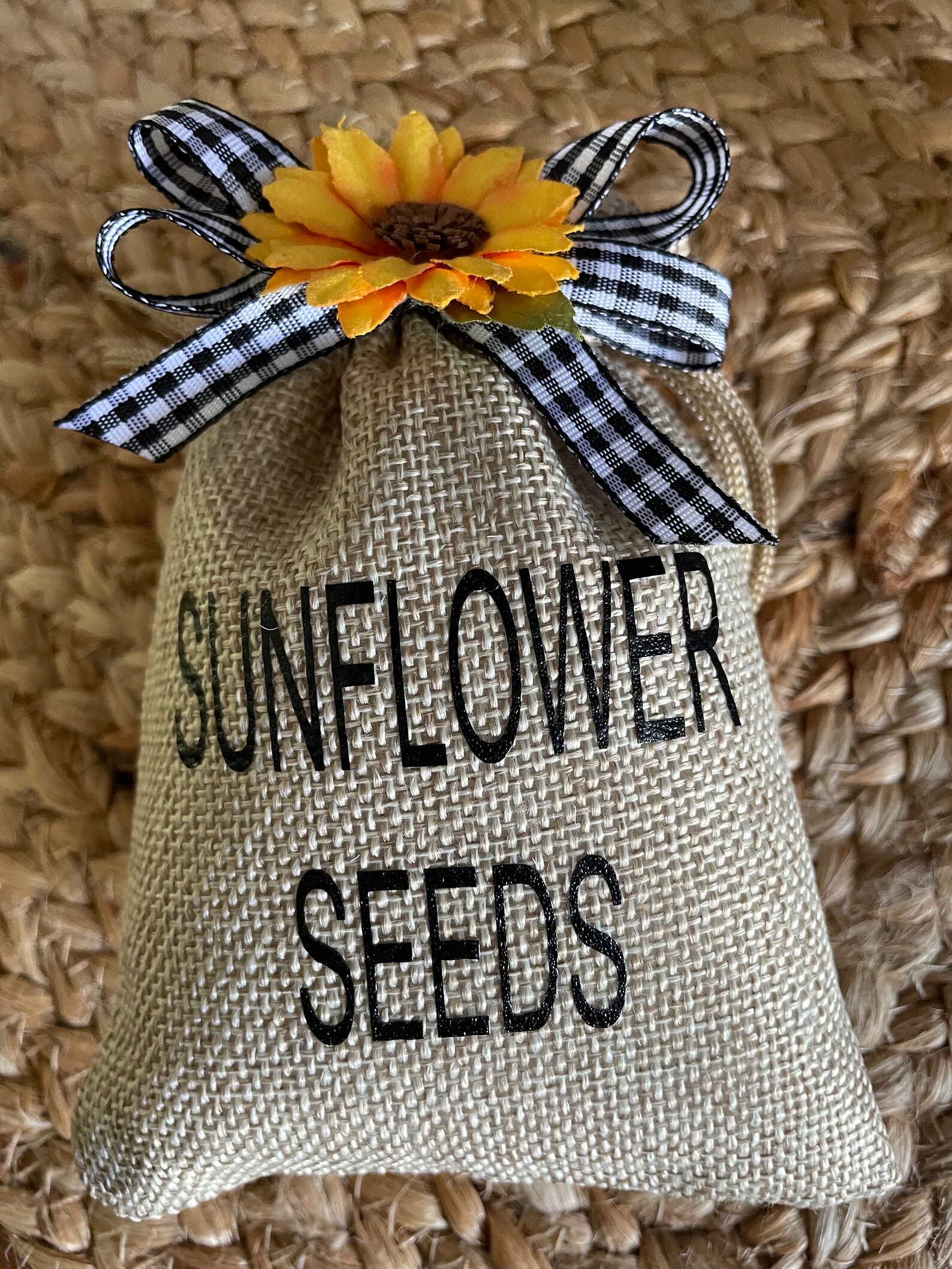 Mini Burlap Bag/mini Sack/sunflower/sunflower Decor/kitchen Decor ...