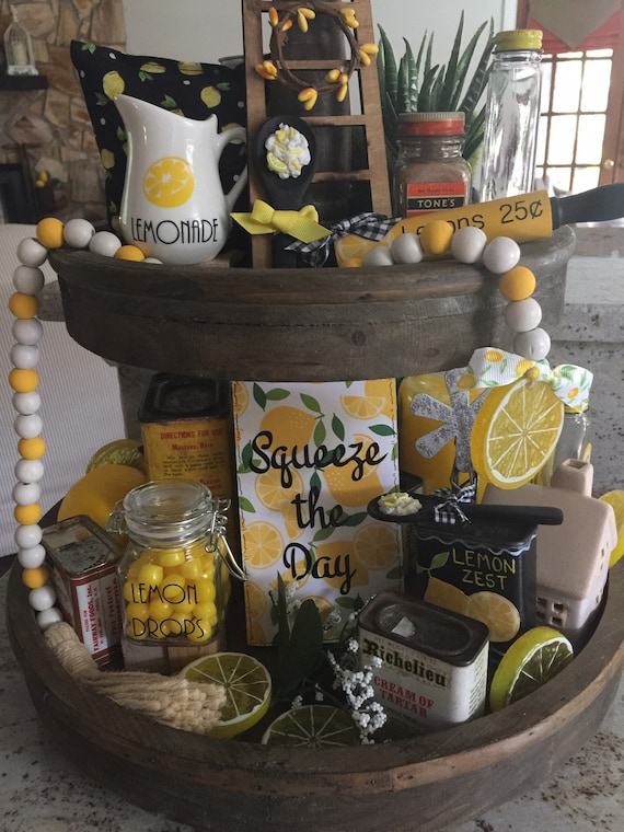 Lemons Lemon Decor Tiered Tray Decor Lemon Tiered Tray - Etsy