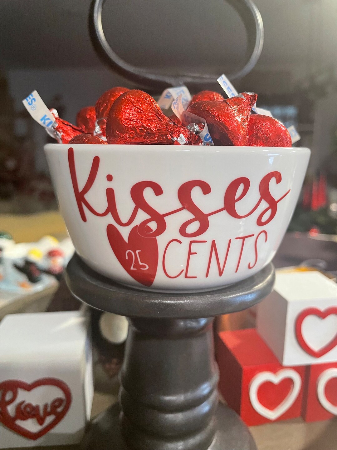 Candy Dish, Valentines, Kisses 25 Cents, Candy, Cupid - Etsy
