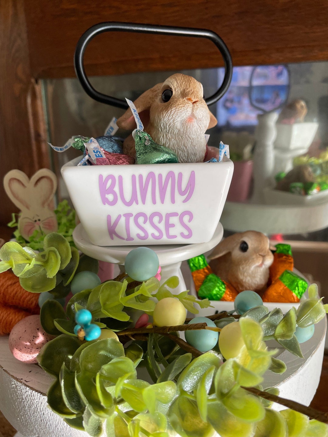 Easter, Kisses, Bunnies, Tiered Tray, Decorative Shelf, Hutch, Easter ...