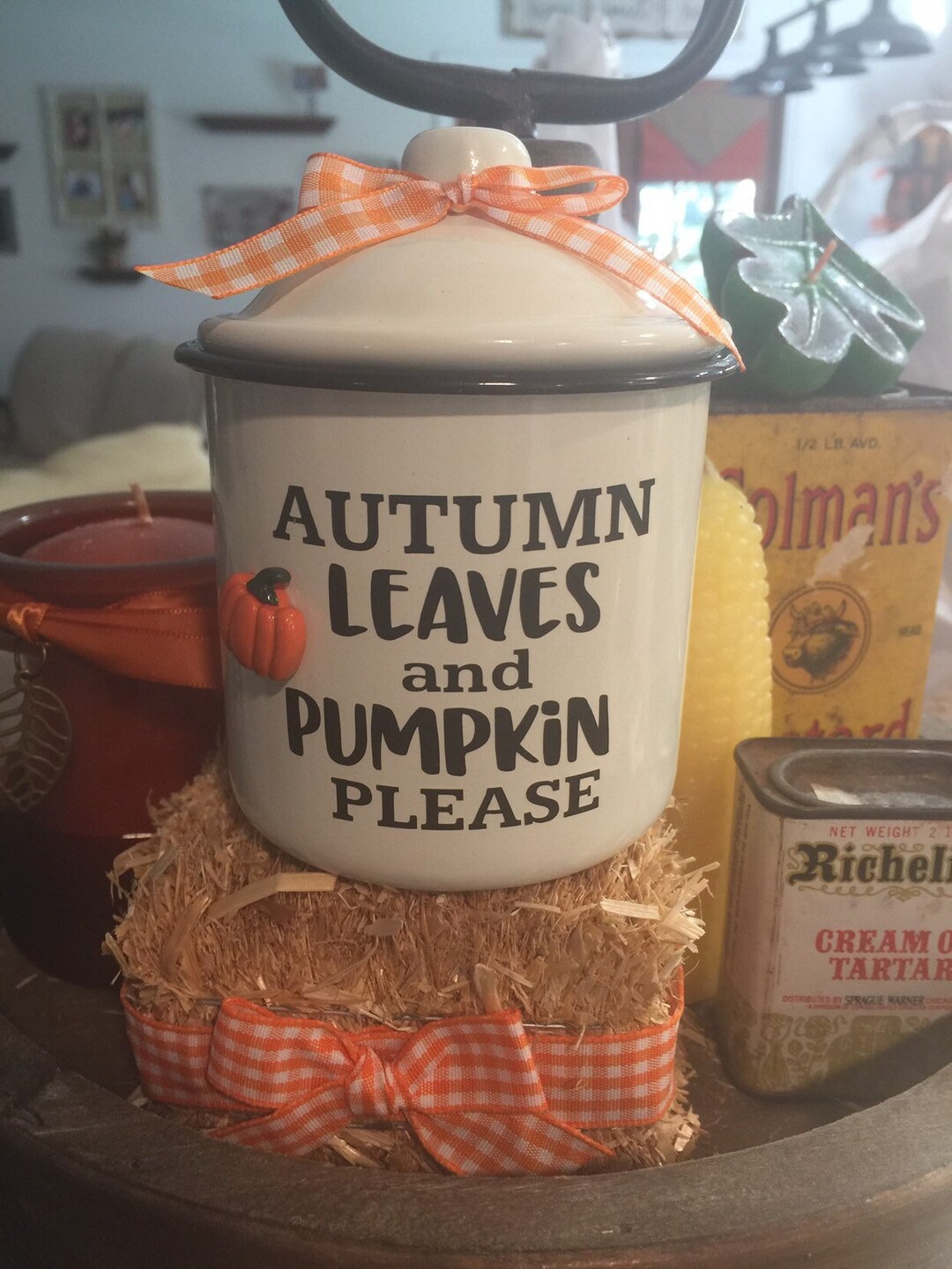 Mini Enamelware Fall Canister Fall Decor Autumn Decor. - Etsy