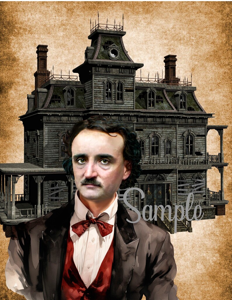 Edgar Allan Poe Prints, Set of 5 Stylized 8 X 10 Prints, Vintage Style ...