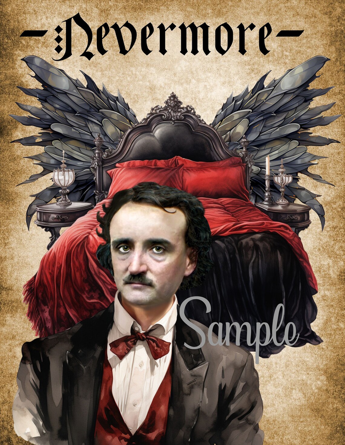 Edgar Allan Poe Prints, Set of 5 Stylized 8 X 10 Prints, Vintage Style ...