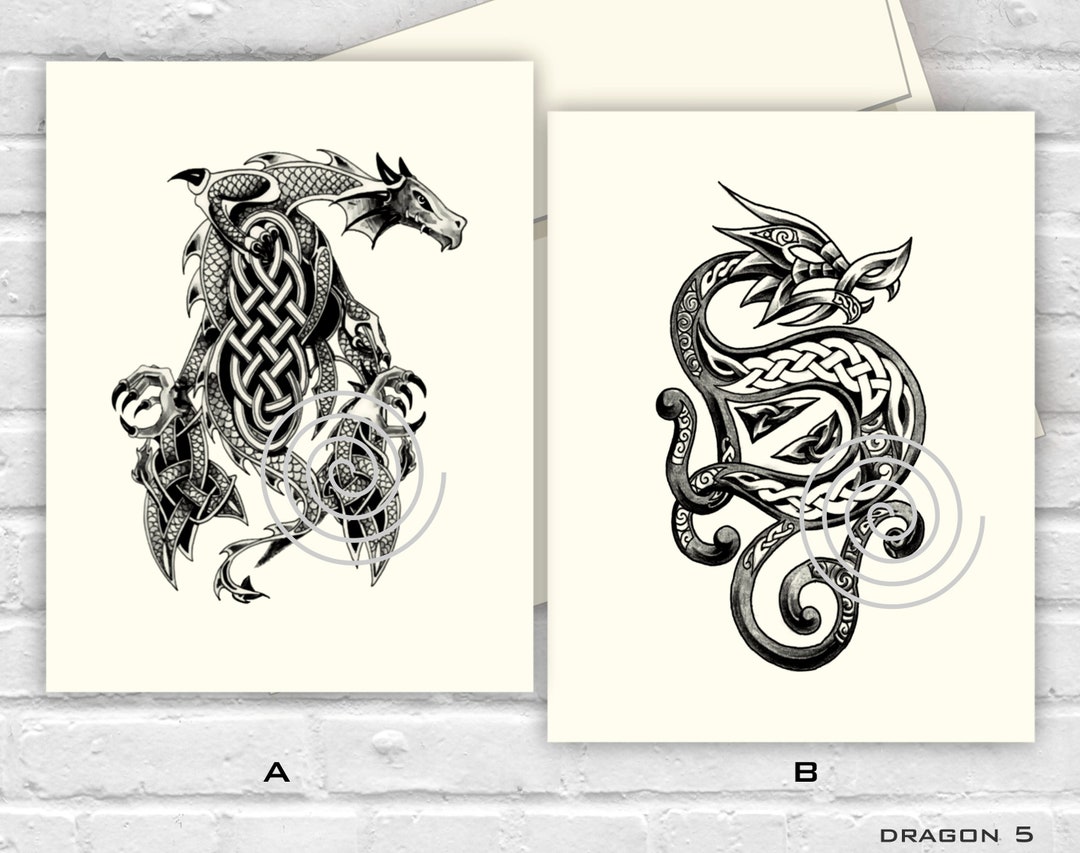 Dragon Notecard Set of 10 White or Cream With Envelopes Dragon Vintage ...