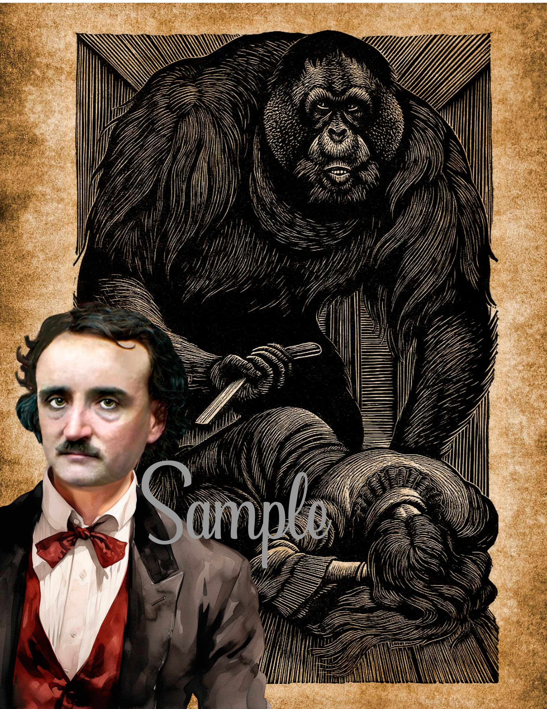 Edgar Allan Poe Prints, Set of 5 Stylized 8 X 10 Prints, Vintage Style ...