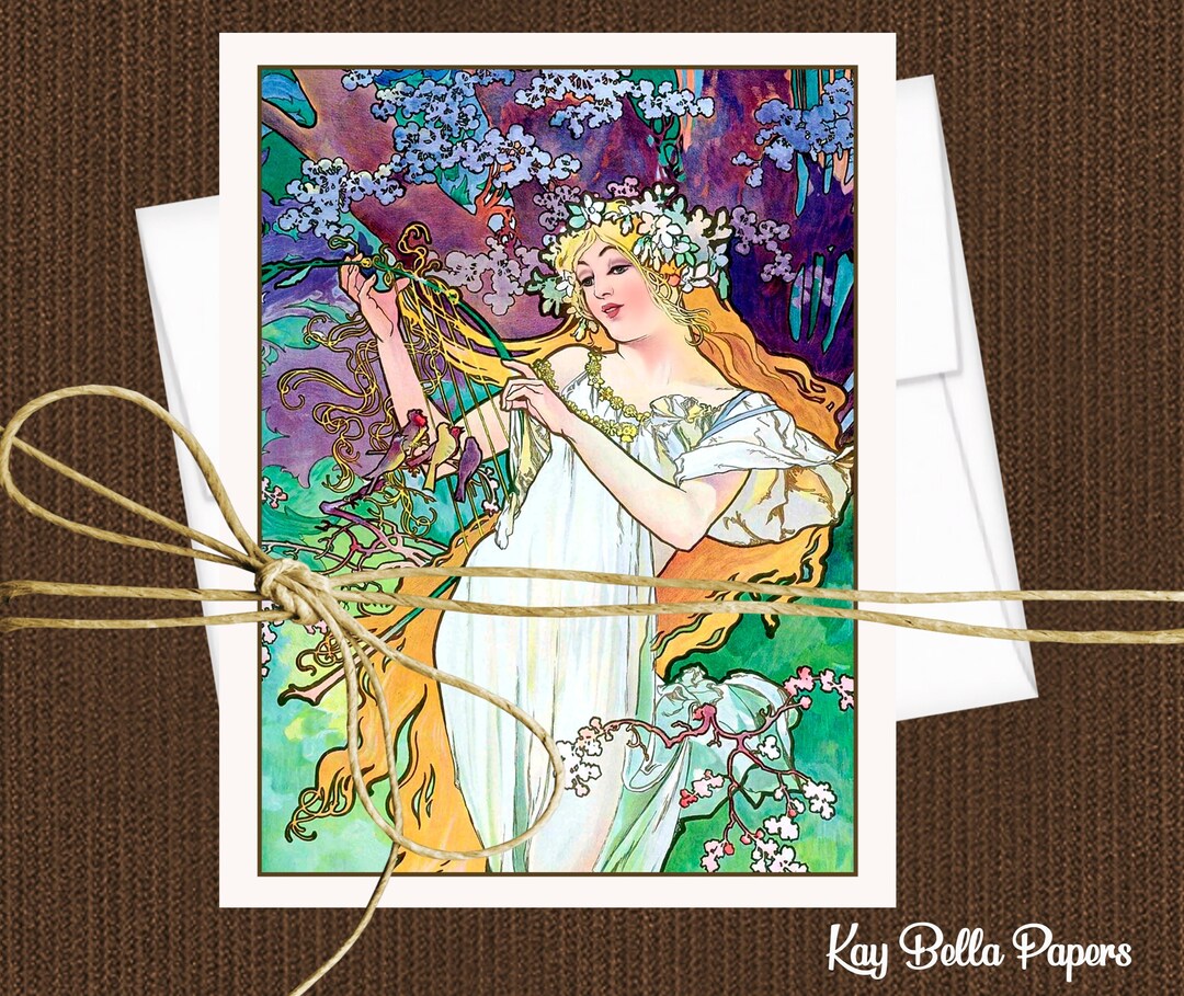 ALPHONSE MUCHA Blank Notecards With Matching Envelopes, Set of 10 Art Nouveau Notecards ...