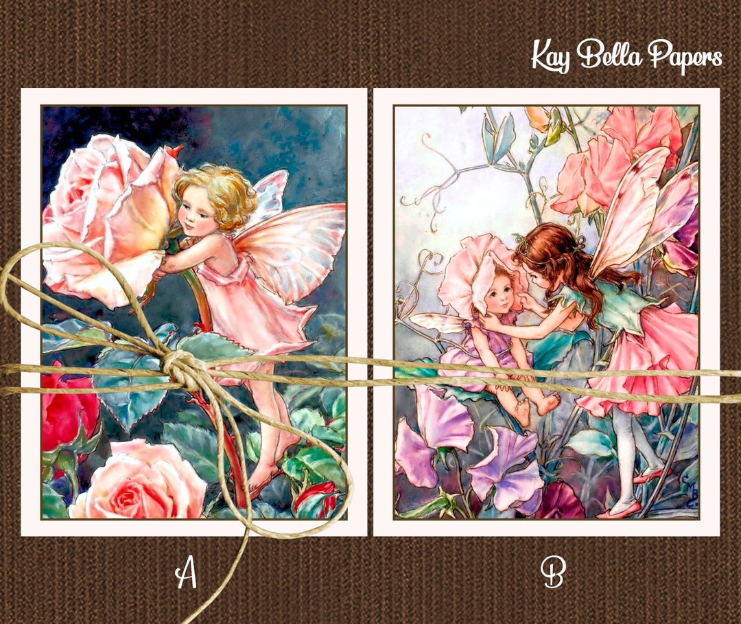 Set of 10 FAIRY Blank Note Cards, Cicley Barker Vintage Style Flower ...