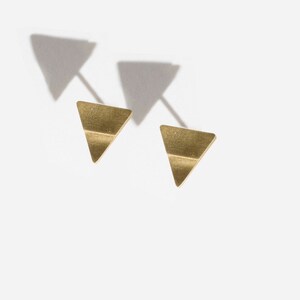 Dainty Gold Plated Triangle Stud Earrings, Minimal Geometric Jewelry - Etsy