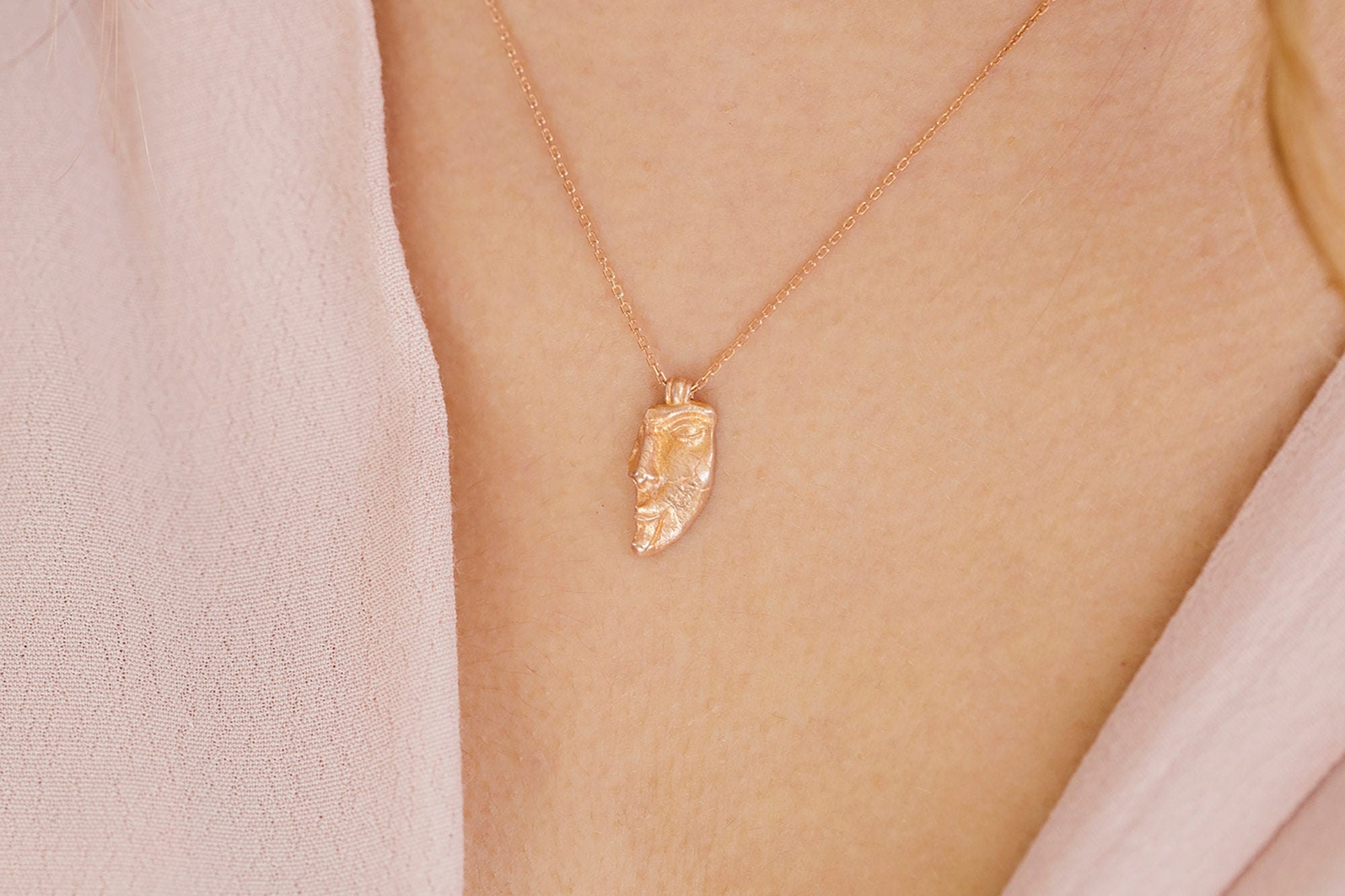 Rose gold egyptian face fragment pendant layering ethnic | Etsy