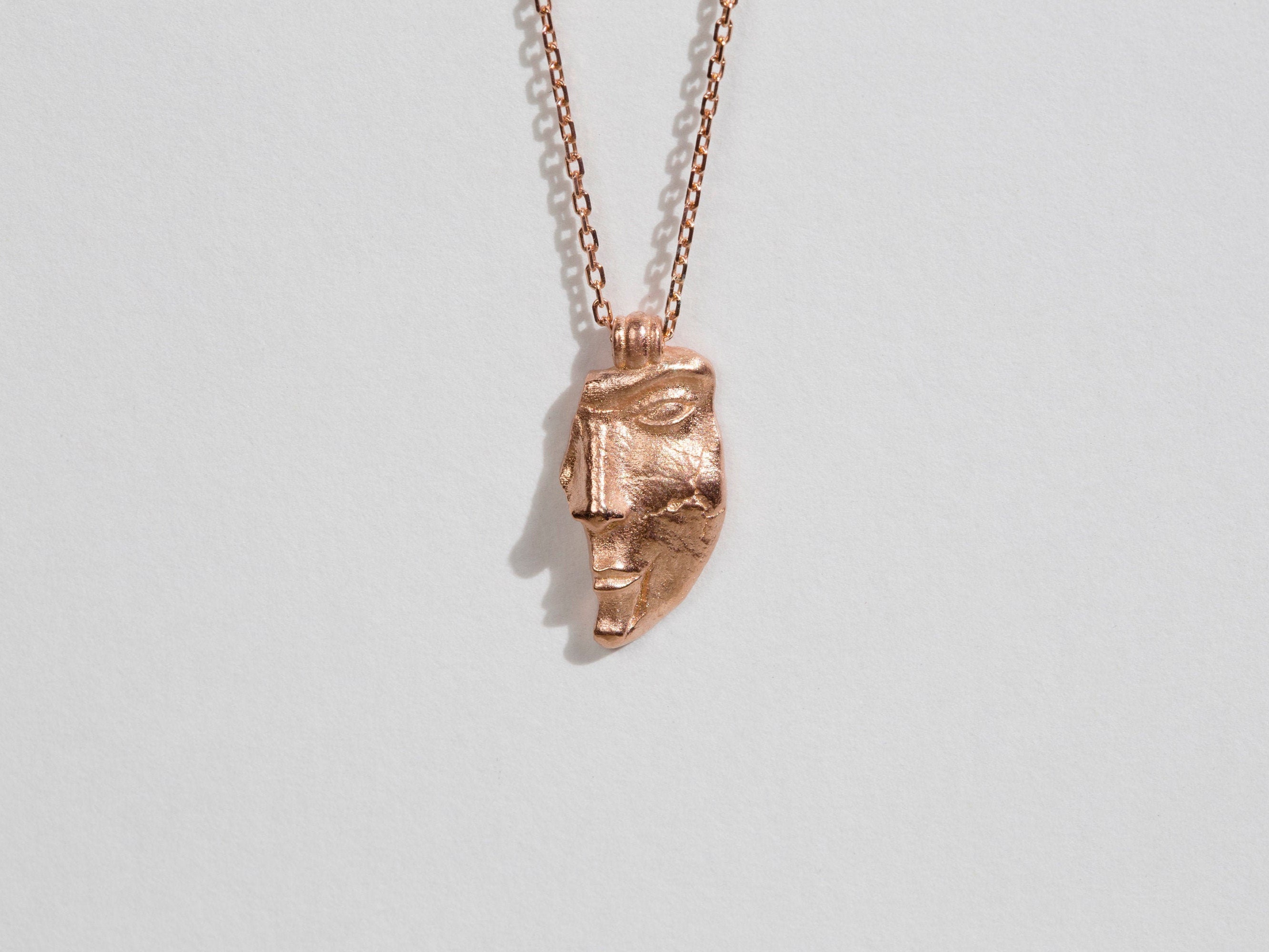 Rose gold egyptian face fragment pendant layering ethnic | Etsy