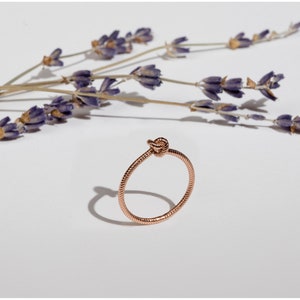 Rose Gold Single Knot Ring, Boho Twisted Wire Ring, 14K Solid Gold Everyday Ring - Etsy