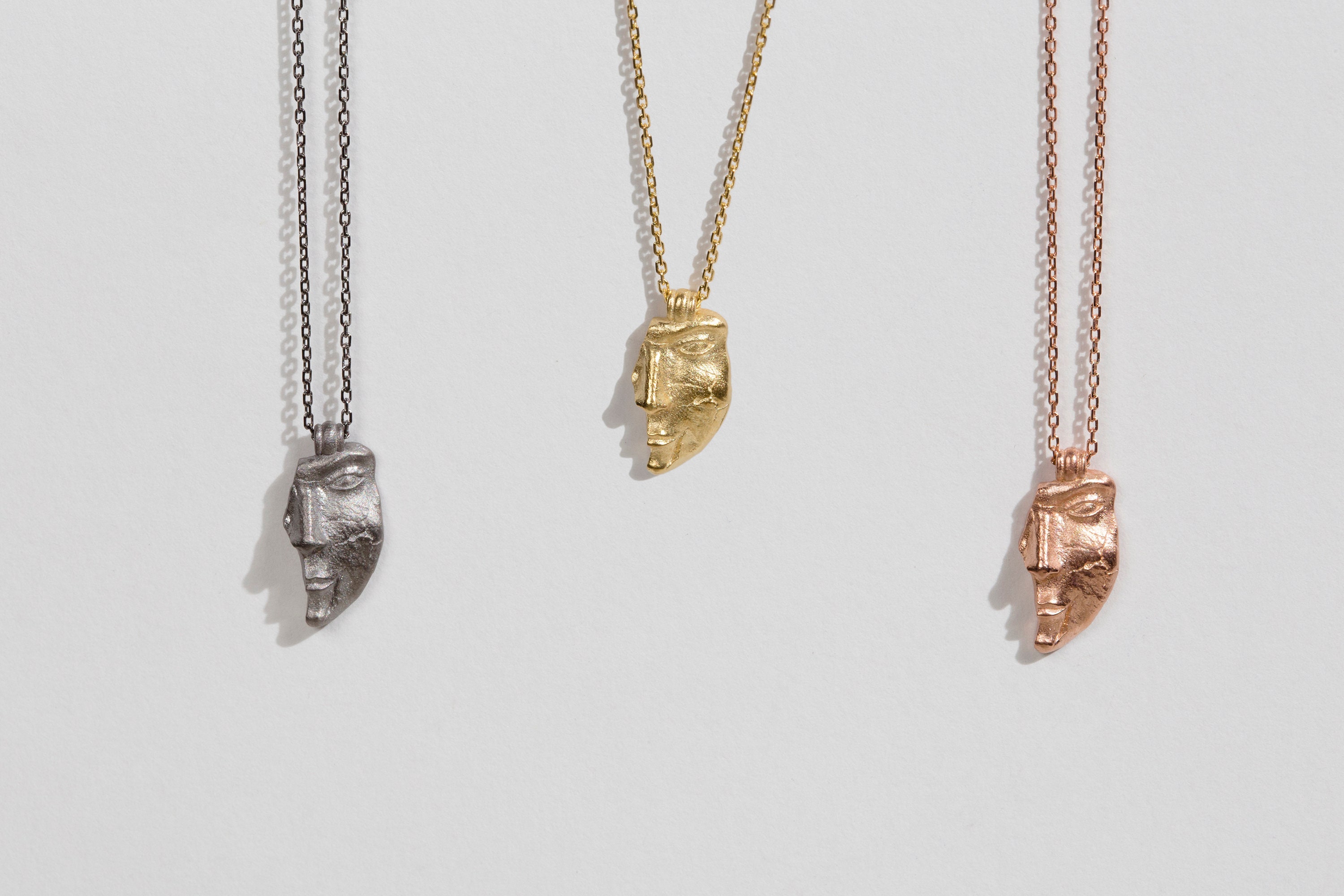 Rose gold egyptian face fragment pendant layering ethnic | Etsy