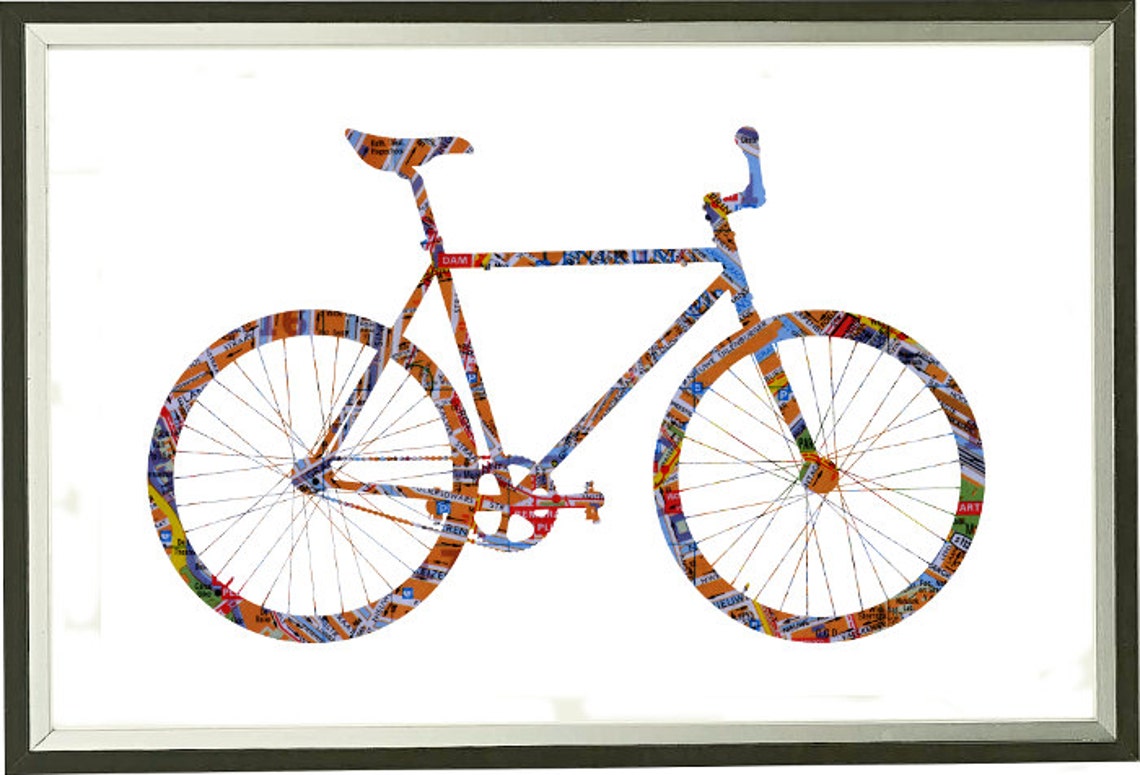 Bicicleta fixie mapa de Amsterdam poster fixielovers gran formato para ...