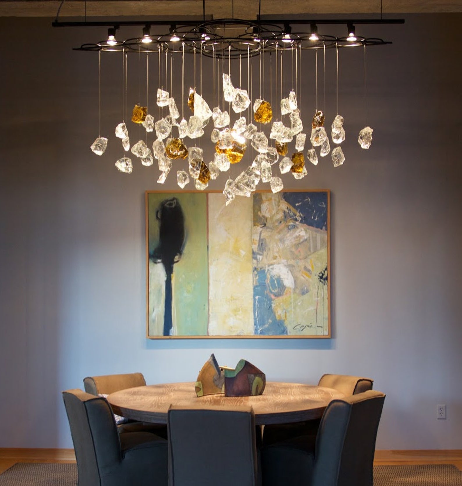 Glass Rock Chandelier - Etsy