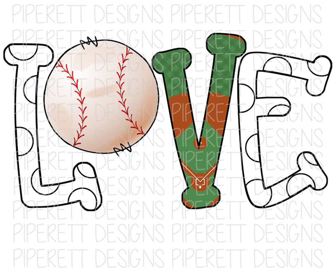 LOVE Baseball Blank Add Your Own Colors Clipart PNG Digital Download ...