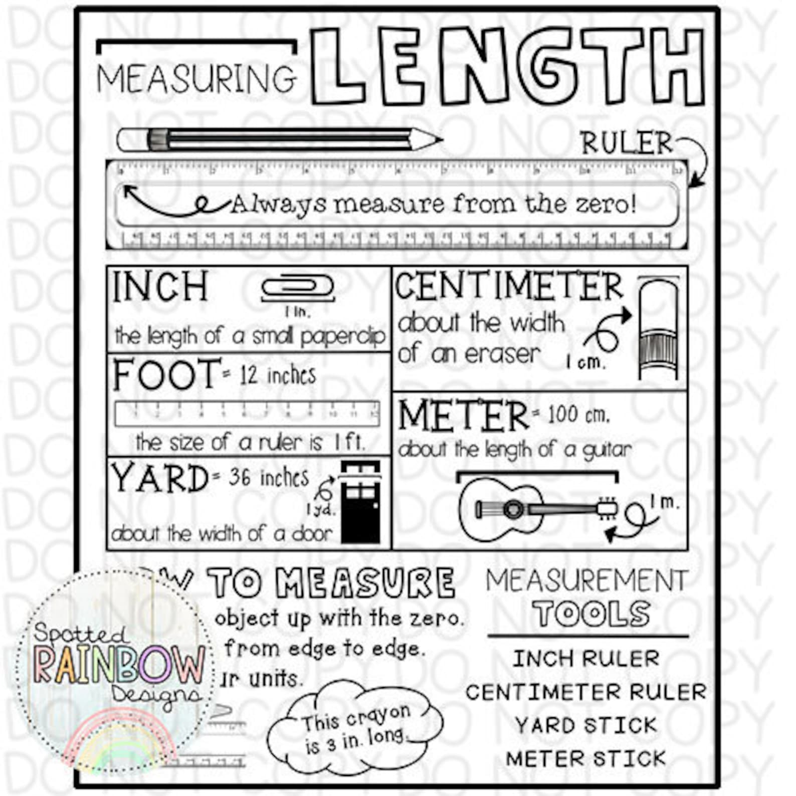 DIY Printable Traceable Jumbo Anchor Chart Template Measuring | Etsy
