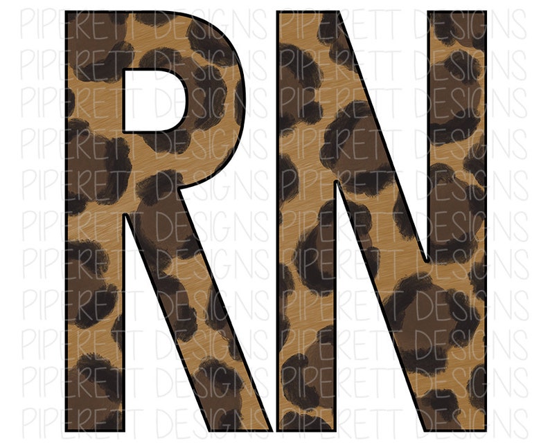 Leopard Print Cheetah RN Nurse Monogram Clipart PNG Digital Download ...