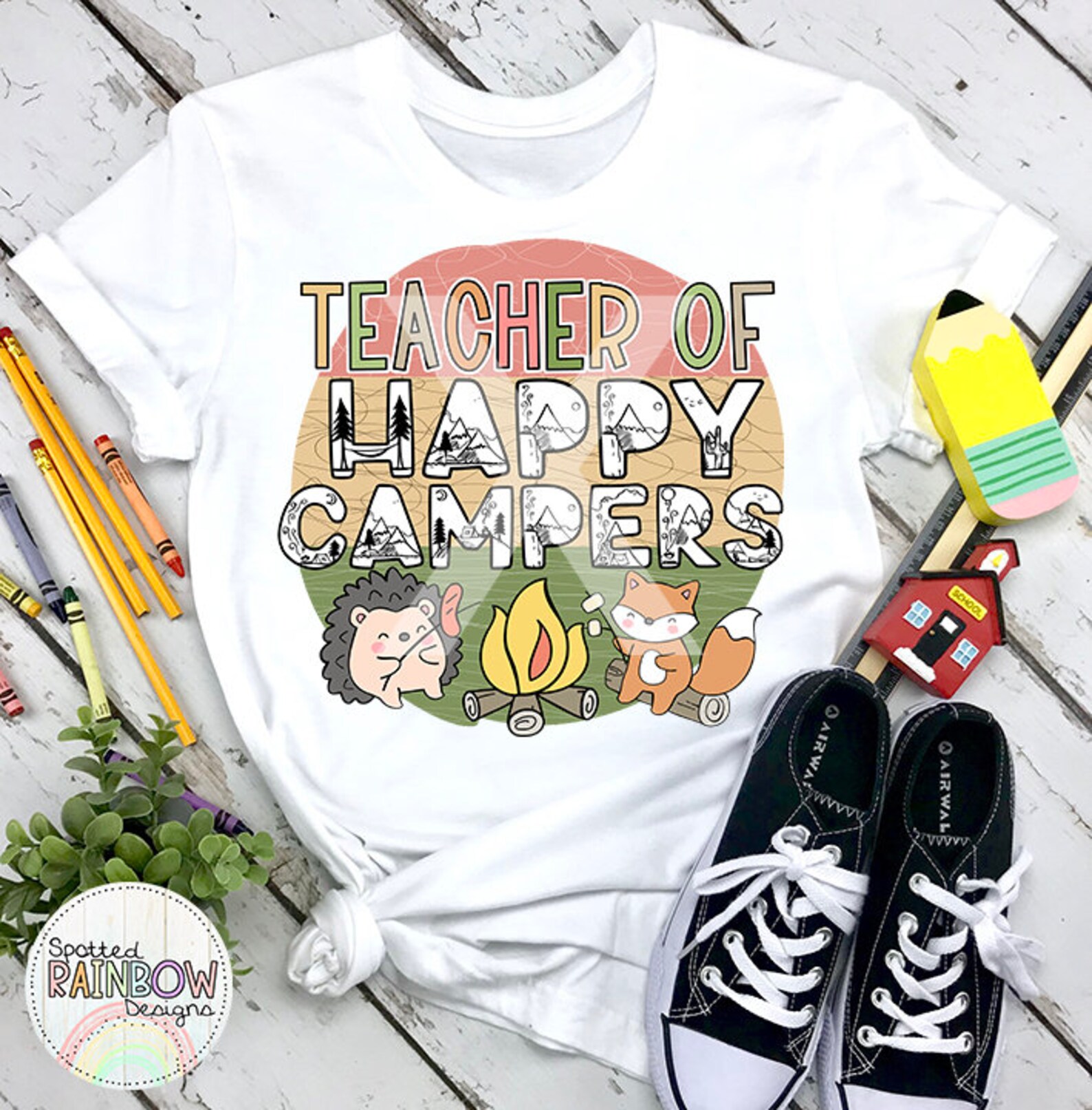 Happy Campers Teacher Shirt Woodland Animals Digital Design Sublimation ...