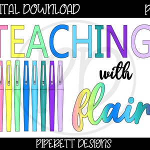 Teaching With Flair Teacher Digital Design Sublimation Clipart PNG ...