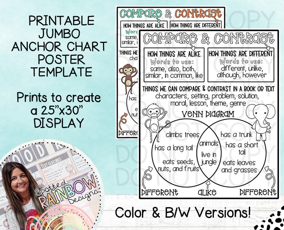 DIY Printable Traceable Anchor Chart Template Jumbo Compare - Etsy