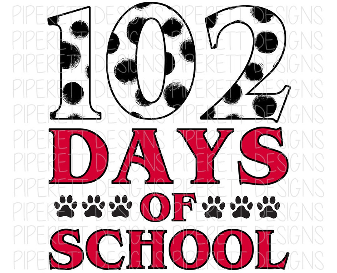 102 Days of School Spotted Paw Print Teacher Students Print Clipart PNG ...