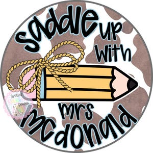 Cow Print Western Teacher Door Hanger | Personalized Classroom Sign ...