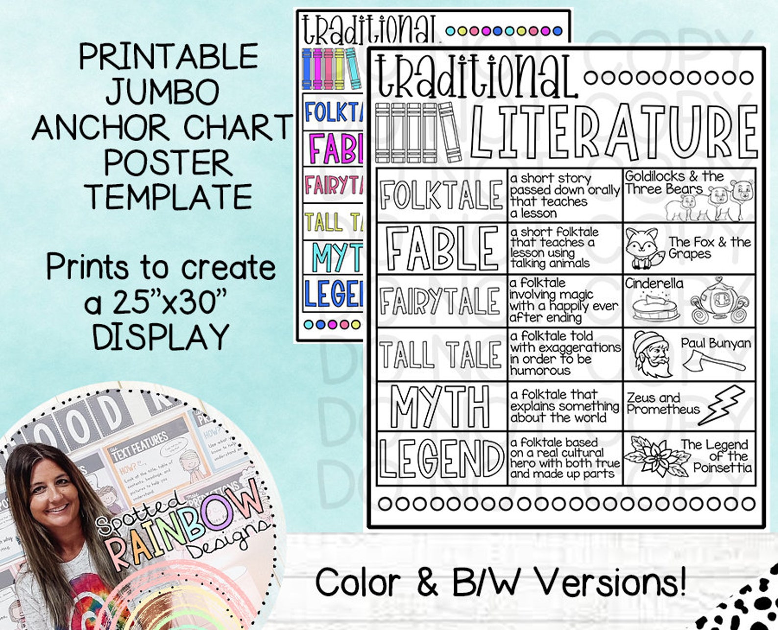 DIY Printable Traceable Anchor Chart Template Jumbo - Etsy