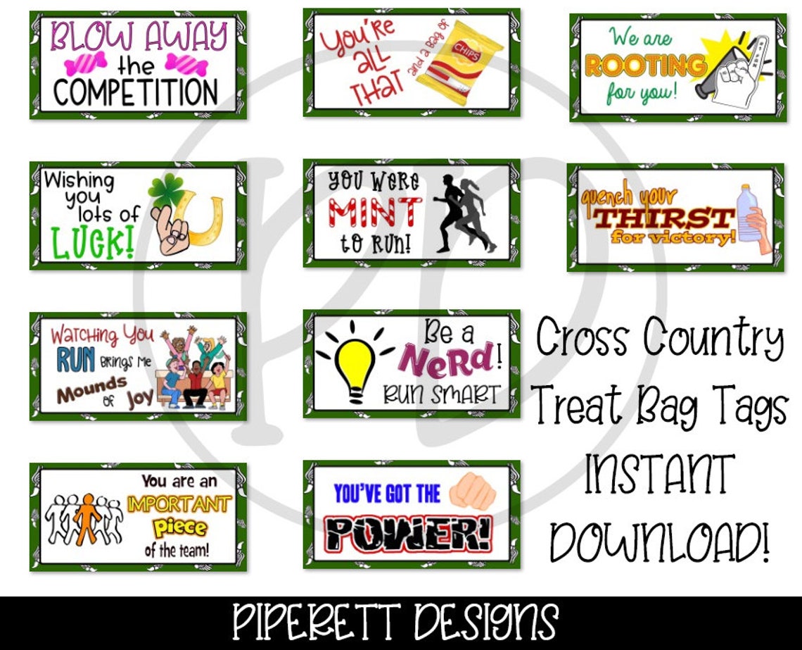 INSTANT DOWNLOAD Printable Cross Country Track Team Treat Goody Candy ...