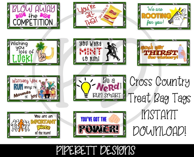INSTANT DOWNLOAD Printable Cross Country Track Team Treat Goody Candy ...