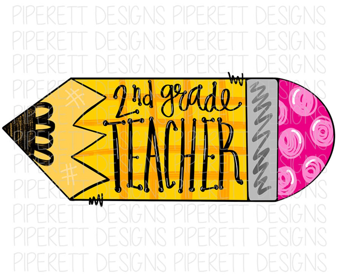 2nd Grade Level Shirt Second Teacher Pencil Hand Drawn Doodle Digital ...