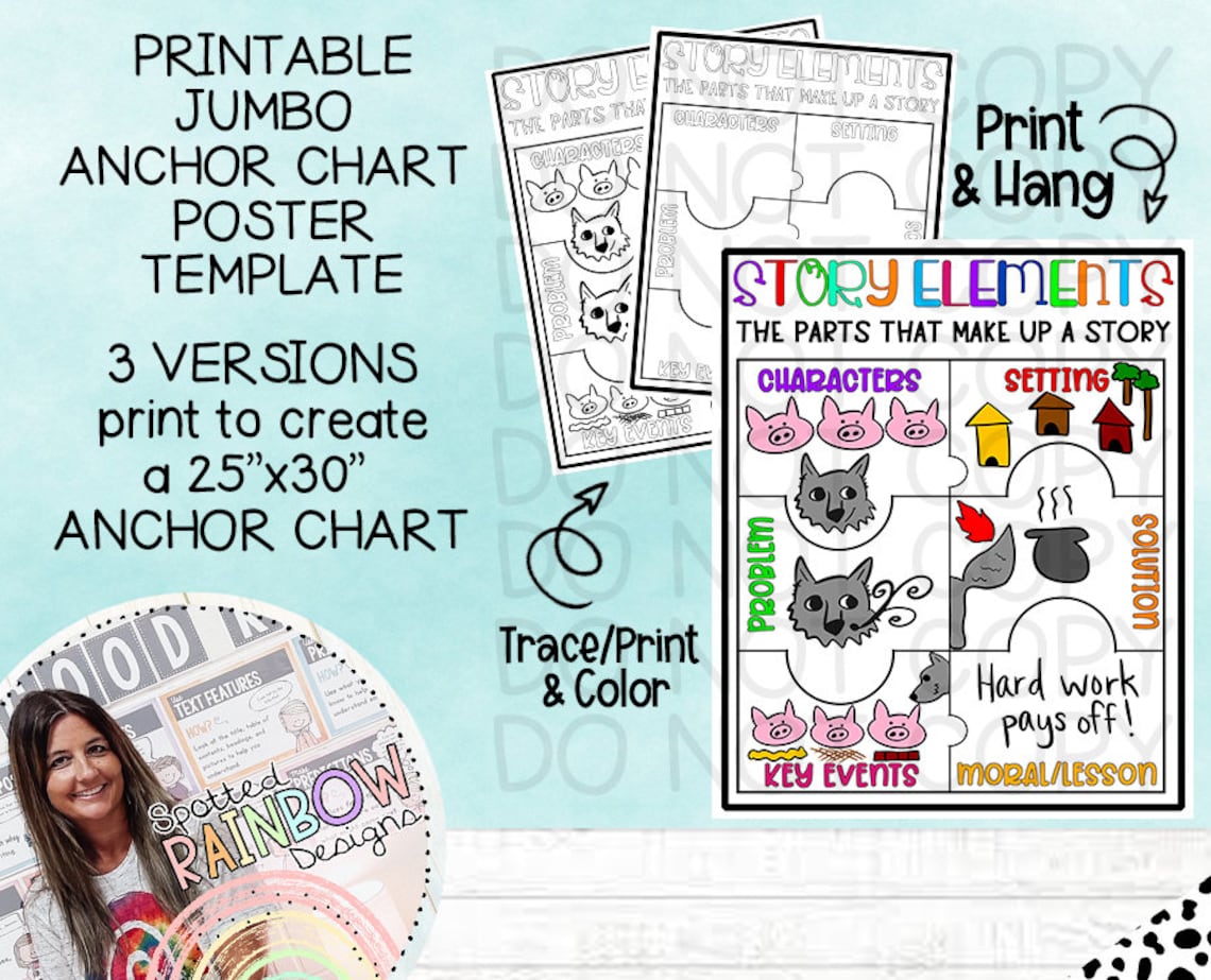 DIY Printable Traceable Anchor Chart Template Jumbo Story - Etsy