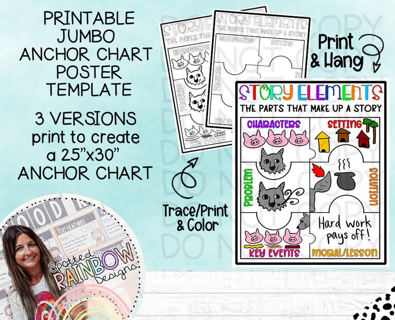 DIY Printable Traceable Anchor Chart Template Jumbo Story - Etsy