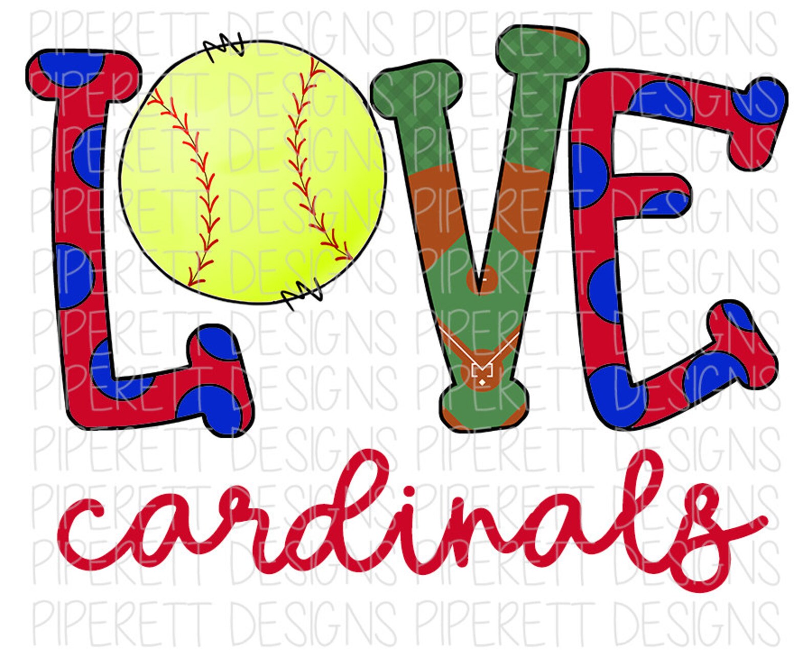 LOVE Baseball Blank Add Your Own Colors Clipart PNG Digital - Etsy