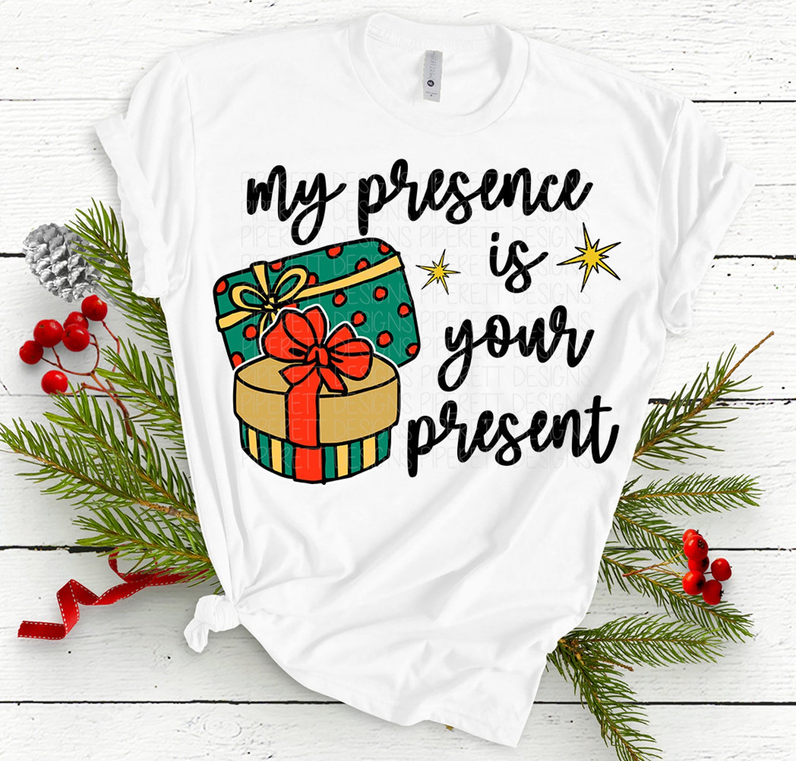 My Presence is Your Present Merry Christmas Funny Clipart PNG - Etsy