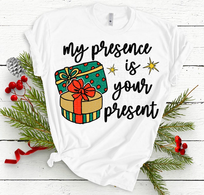 My Presence is Your Present Merry Christmas Funny Clipart PNG | Etsy