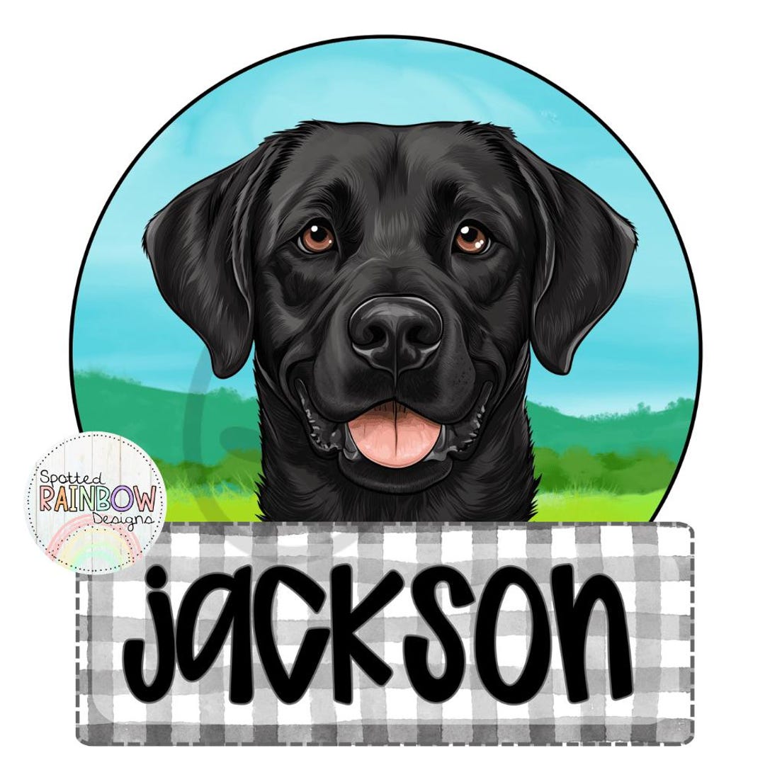 Preppy Boys Black Labrador Lab Dog Gingham With Blank Nameplate Clipart ...
