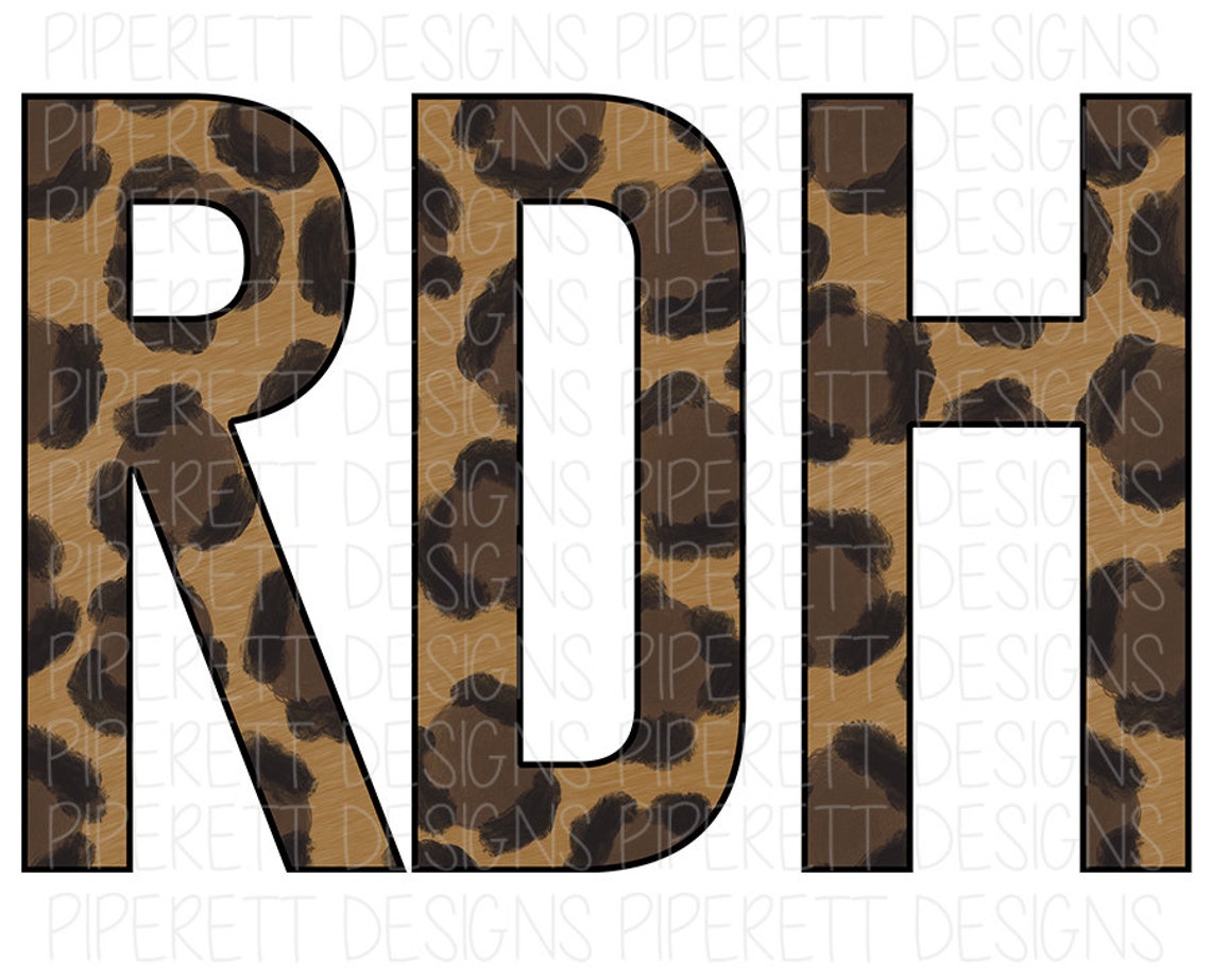 Leopard Print Cheetah RDH Registered Dental Hygienist Monogram Clipart ...